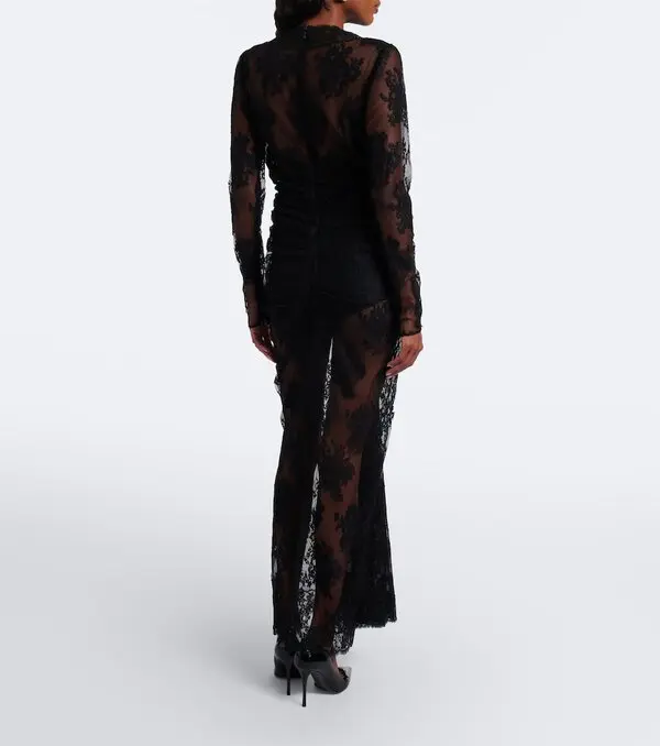 Dolce & Gabbana Gathered Cotton-blend Lace Maxi Dress