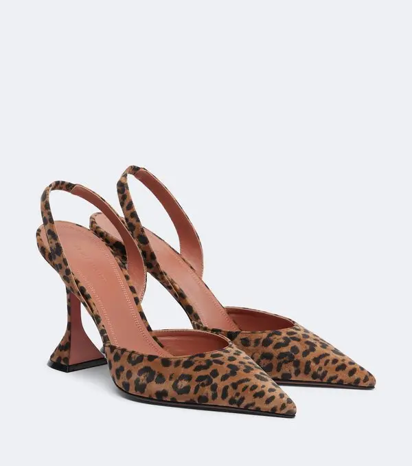 Amina Muaddi Holli Leopard-print Suede Slingback Pumps