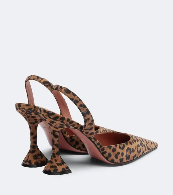 Amina Muaddi Holli Leopard-print Suede Slingback Pumps