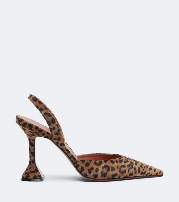 Amina Muaddi Holli Leopard-print Suede Slingback Pumps