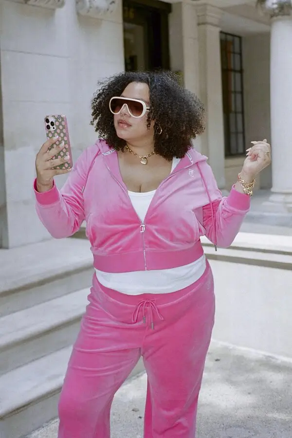 Juicy Couture Velvet Zip Up Hoodie - Bubblegum