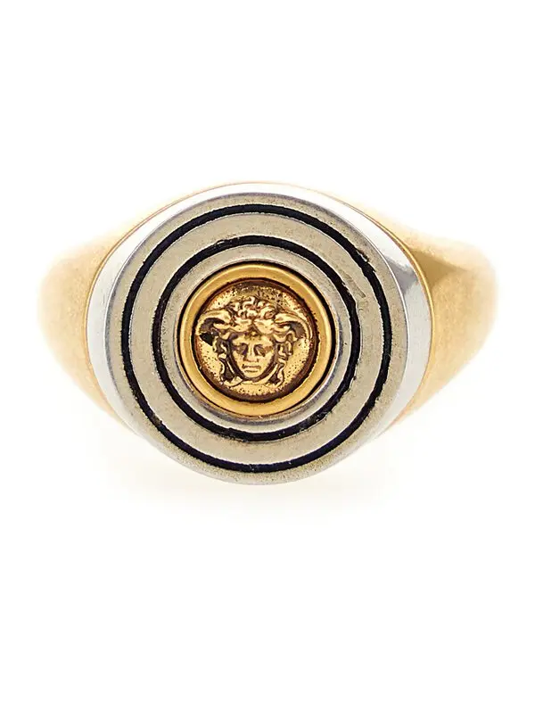 Versace Ring With Medusa On Metallic Band For