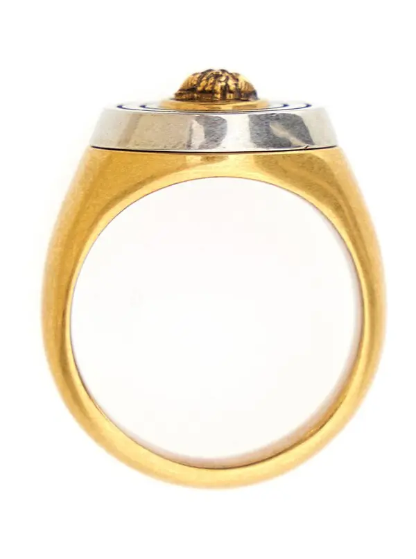 Versace Ring With Medusa On Metallic Band For