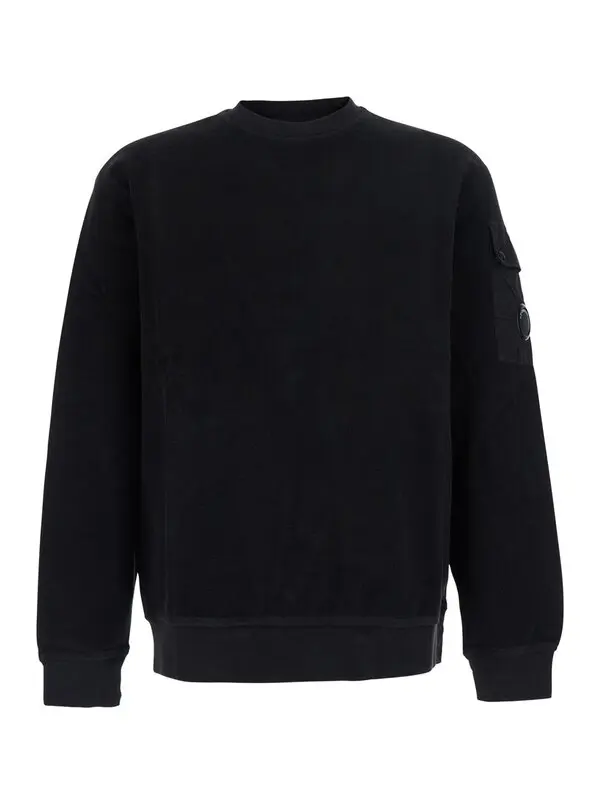 C.P. COMPANY Sweatshirt With Round Neck And Long Sleeves In Tech Fabric - Black