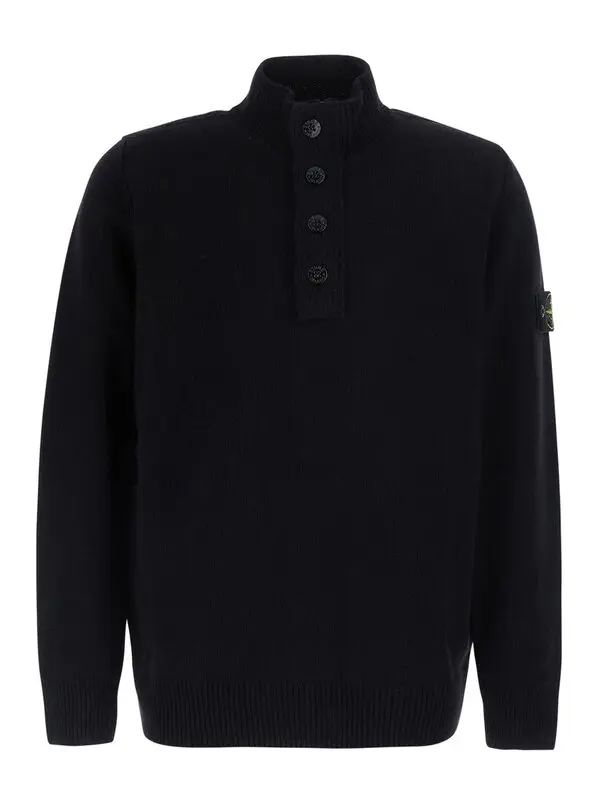Stone Island High-neck Wool Sweater - Black