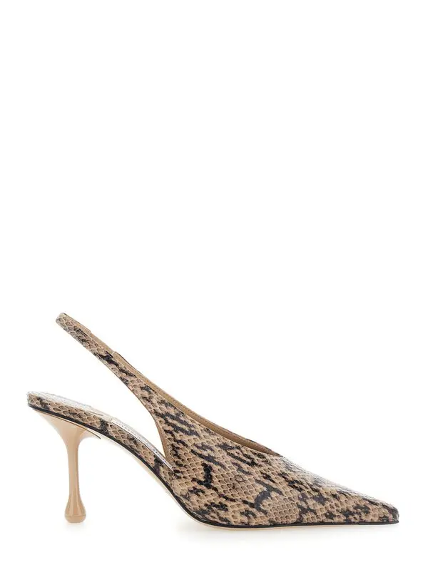 JIMMY CHOO Isa' Beige Beige Slingback Pumps With Snakeskin Print Effect In Leather For - Multicolor