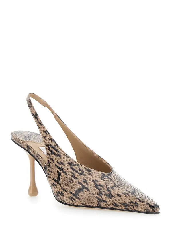 JIMMY CHOO Leather Snakeskin Print Slingback Pumps - Multicolor