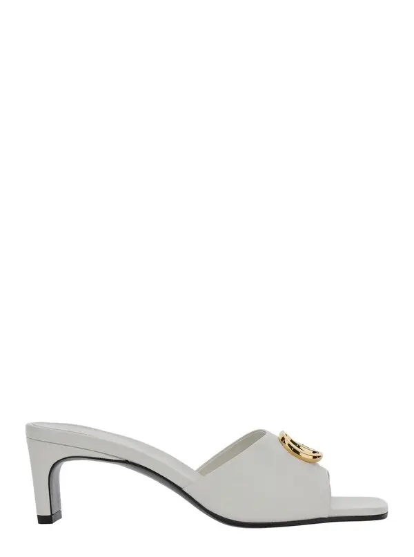 Gucci White Sandals With Gg Logo Plaque On The Front In Leather For - Multicolor