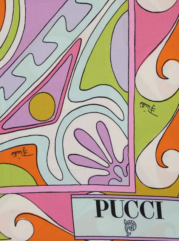 Emilio Pucci Square Scarf With All-over Geometric Print In Silk For