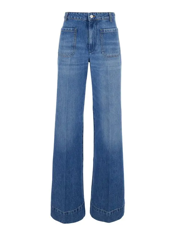 Victoria Beckham Alina Jean With 100% Cotton Light Blue - Multicolor