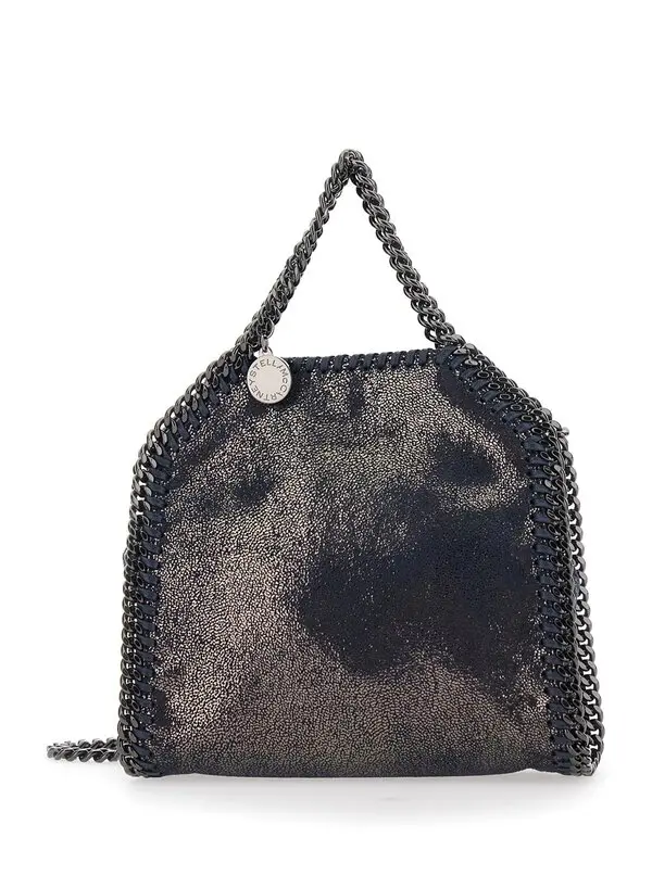 Stella McCartney Falabella Tiny Tote Bag With Dark Ruthenium Chain And Blue Ecoleather - Multicolor