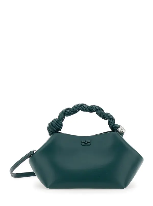 GANNI Handbag With Leather Details Green