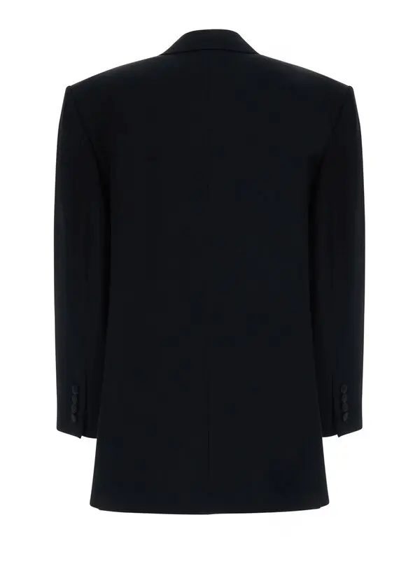 Saint Laurent Black Double-breasted Jacket With Peak Revers In Wool For