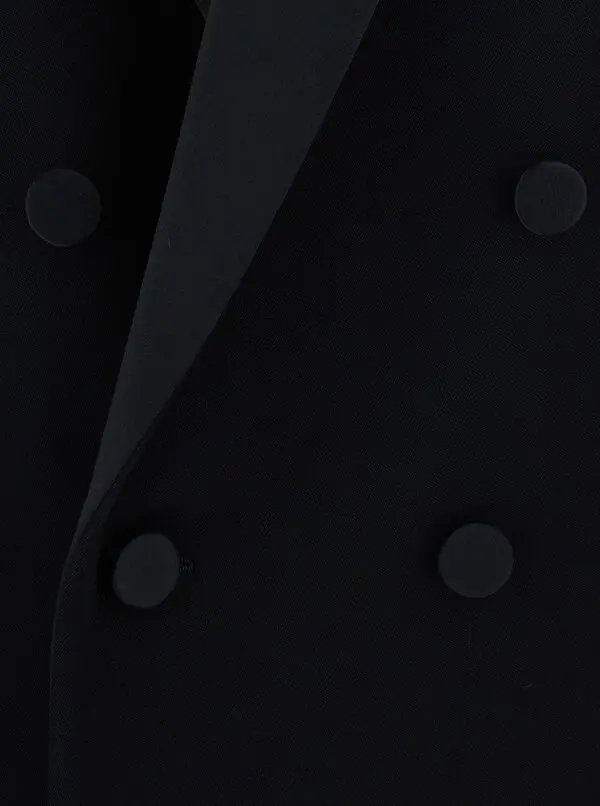 Saint Laurent Black Double-breasted Jacket With Peak Revers In Wool For