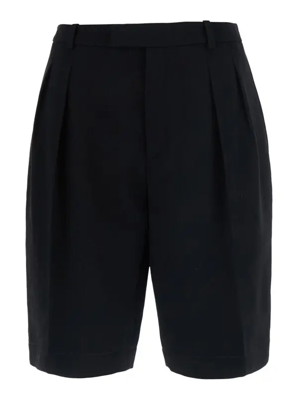 Saint Laurent Black Bermuda With Belt Loops And Two Welt Pockets On The Back In Wool For - Multicolor