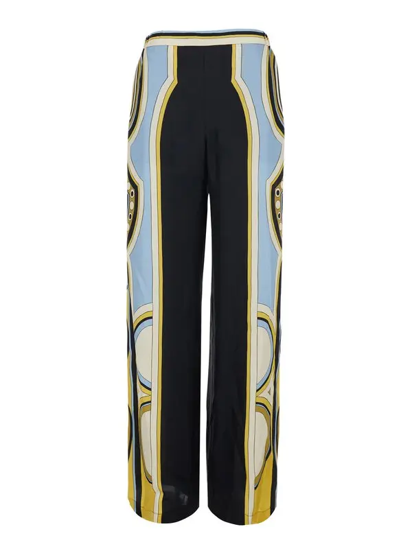 La DoubleJ Club' Pants With Elasticated Waist And All-over Geometric Print In Silk For - Multicolor