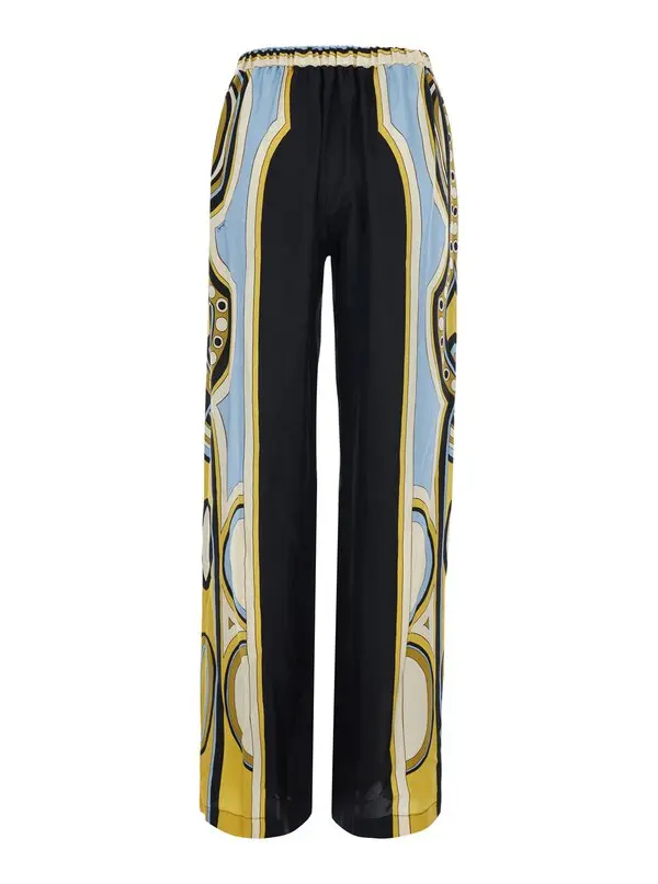 La DoubleJ Silk Geometric Print Trousers