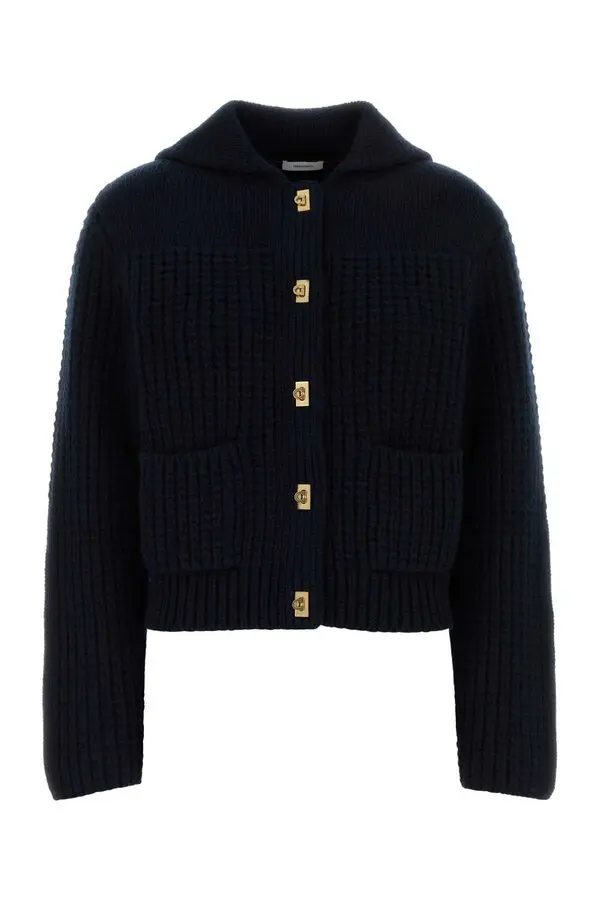 FERRAGAMO Navy Wool Blend Cardigan