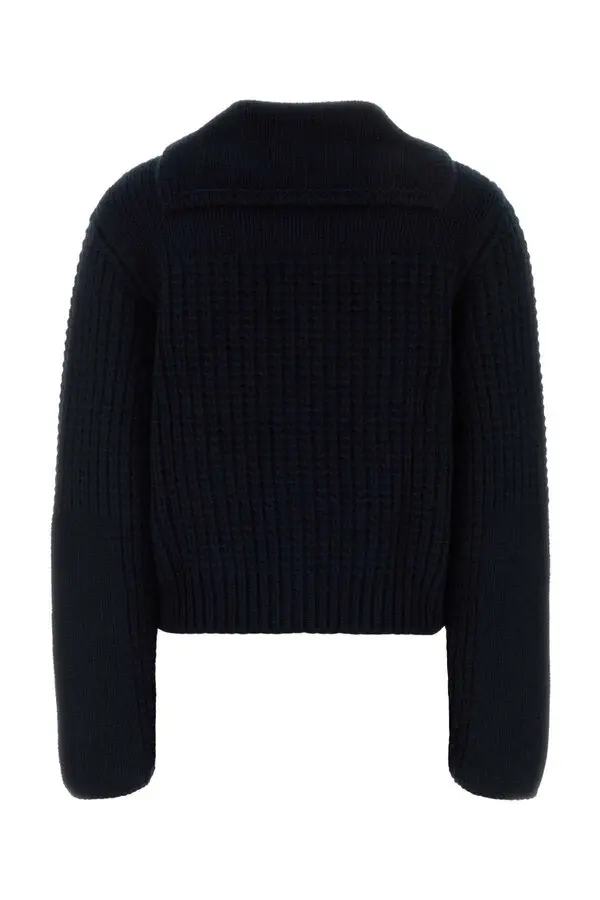FERRAGAMO Navy Wool Blend Cardigan