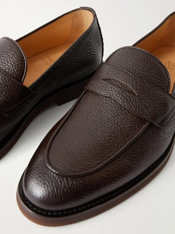 Brunello Cucinelli Flex Full-grain Leather Penny Loafers