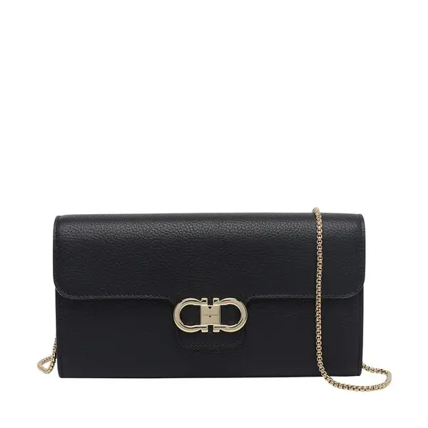 FERRAGAMO Gancini Chain Wallet - Black