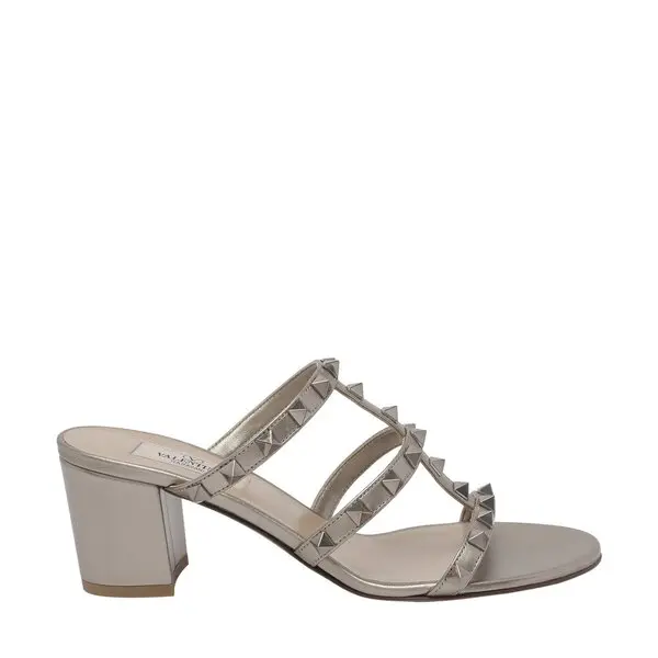 Valentino Garavani Rockstud Pump Sandals - Silver
