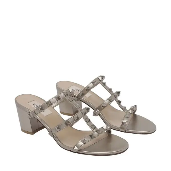 Valentino Garavani Rockstud Pump Sandals - Silver