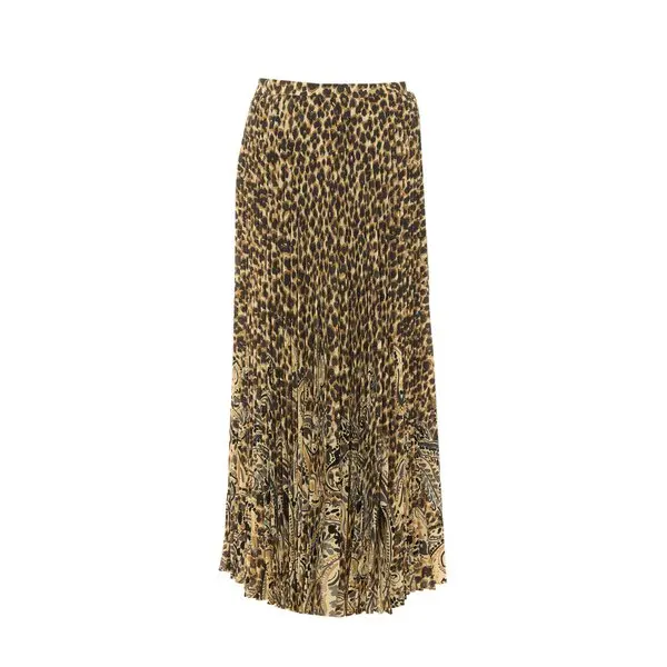 Etro Leopard Pleated Skirt
