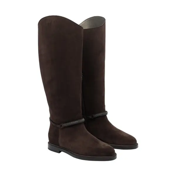 Brunello Cucinelli Suede Boot With Precious Strap