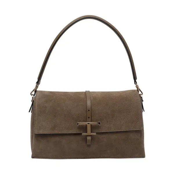 TOD'S Small Flap T-timeless Suede Shoulder Bag
