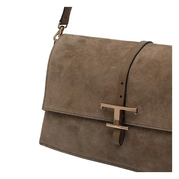 TOD'S Small Flap T-timeless Suede Shoulder Bag