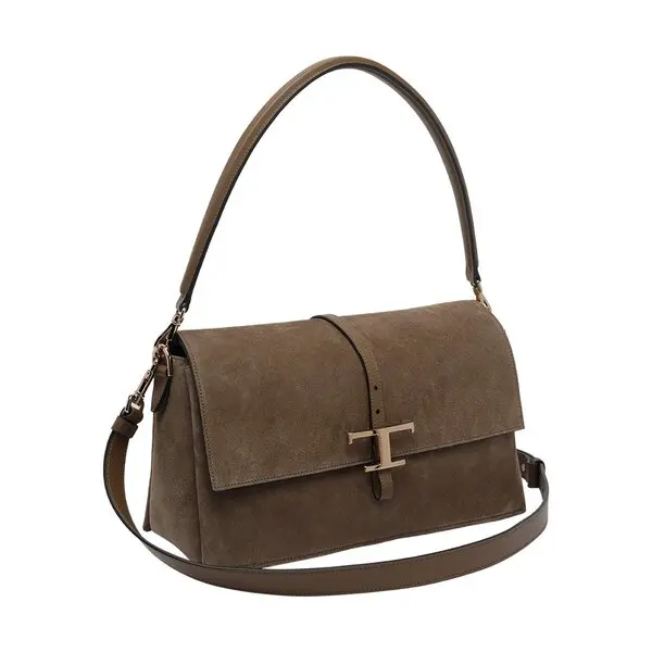 TOD'S Small Flap T-timeless Suede Shoulder Bag