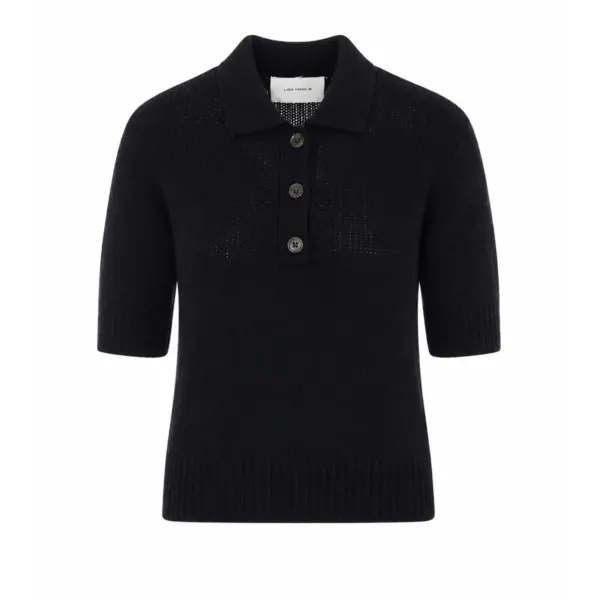 LISA YANG Masy Knitted Polo - Black