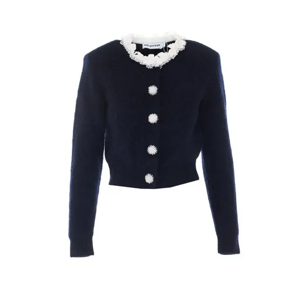 SELF-PORTRAIT Flower Pearl Knit Cardigan