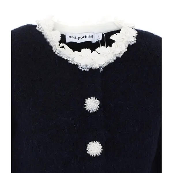 SELF-PORTRAIT Flower Pearl Knit Cardigan