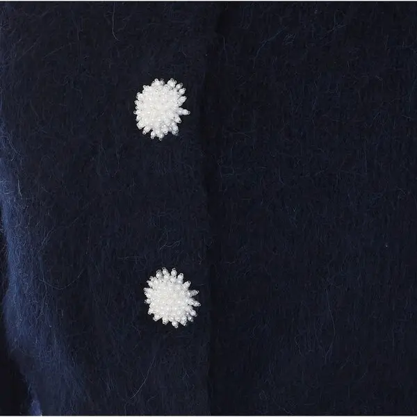 SELF-PORTRAIT Flower Pearl Knit Cardigan
