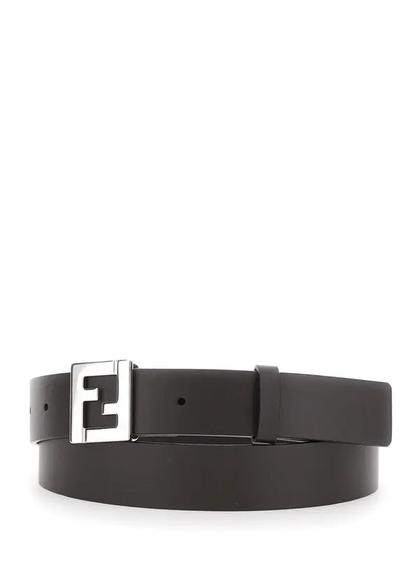Fendi 3 Cm Pelle Ff Metal Silver