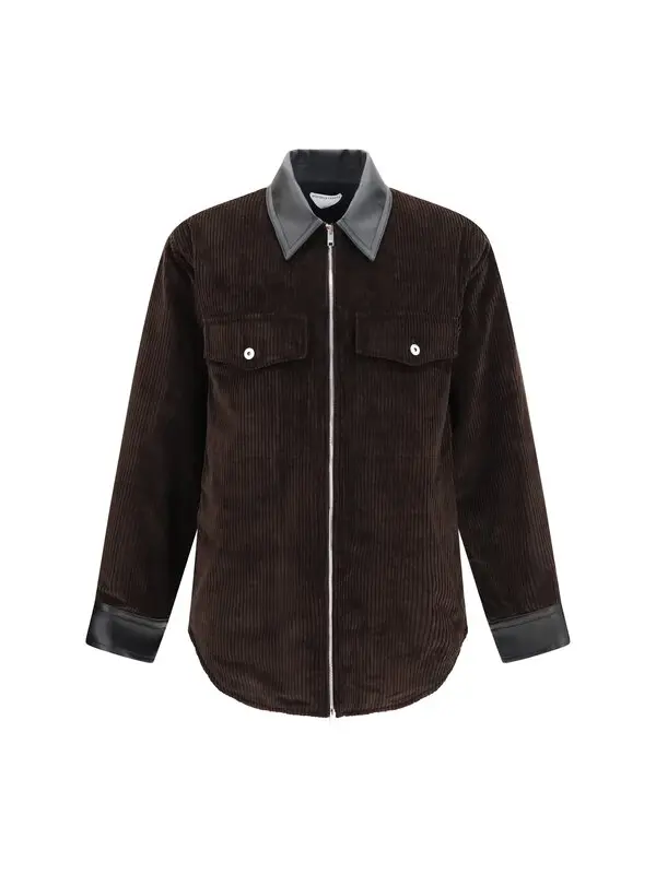 Bottega Veneta Corduroy Jacket With Leather Collar