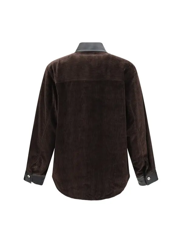 Bottega Veneta Corduroy Jacket With Leather Collar