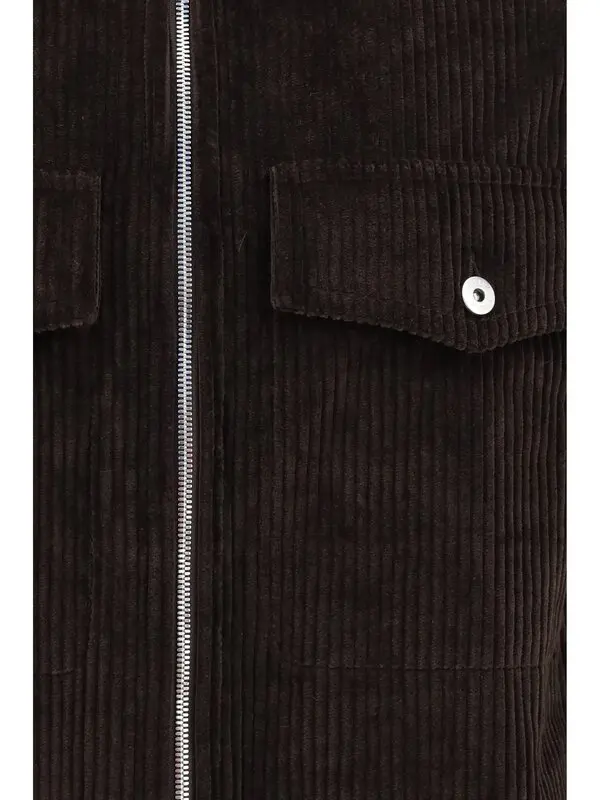 Bottega Veneta Corduroy Jacket With Leather Collar