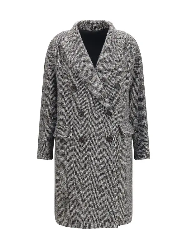 Brunello Cucinelli Double-breasted Wool And Alpaca Blend Coat With Sequins
