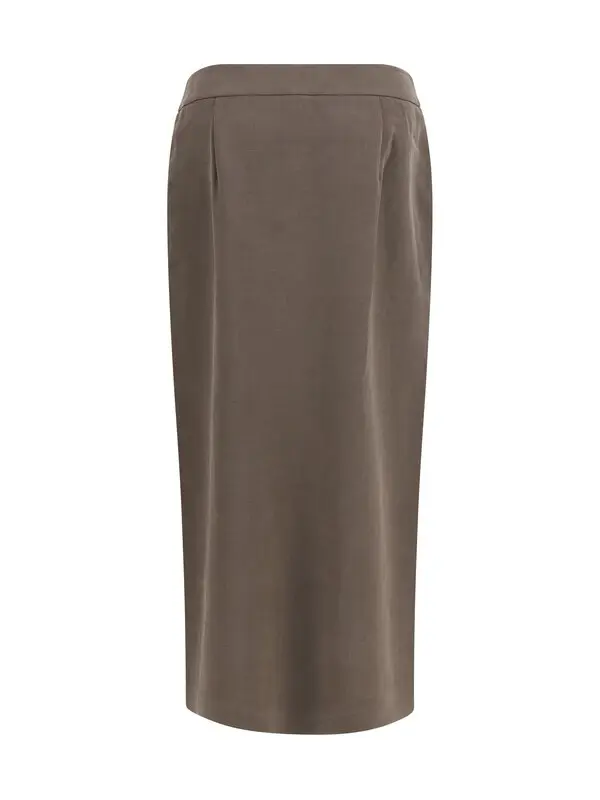 Giorgio Armani Silk And Wool Wrap Long Skirt With Patch Pocket