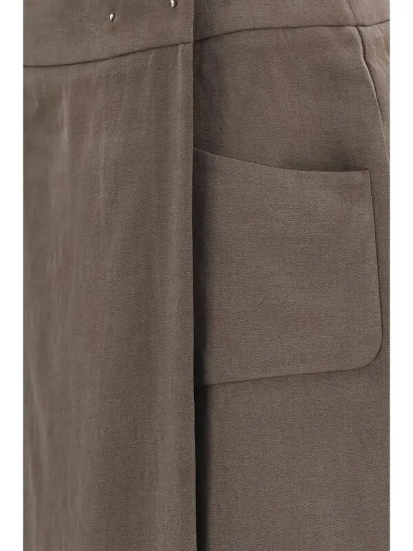 Giorgio Armani Silk And Wool Wrap Long Skirt With Patch Pocket