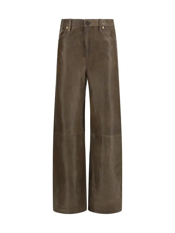GOLDEN GOOSE Melany Leather Pants With Embroidery