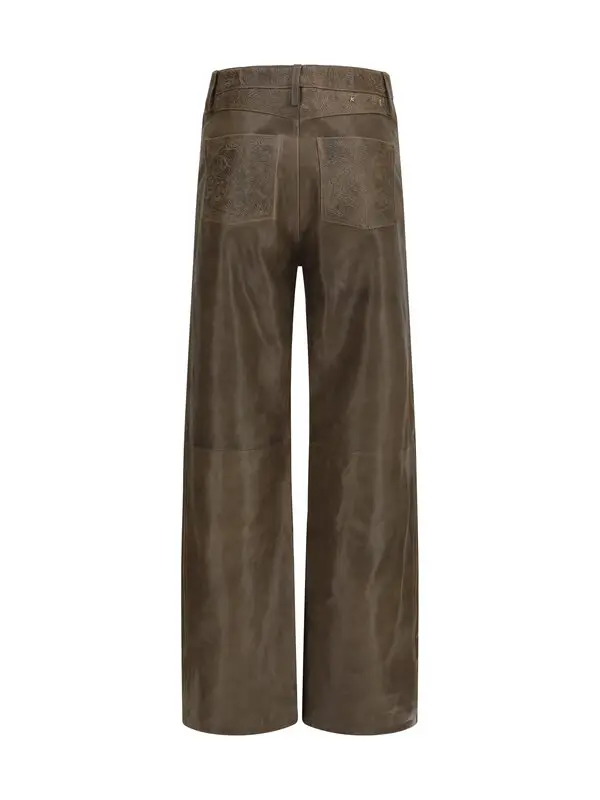 GOLDEN GOOSE Melany Leather Pants With Embroidery