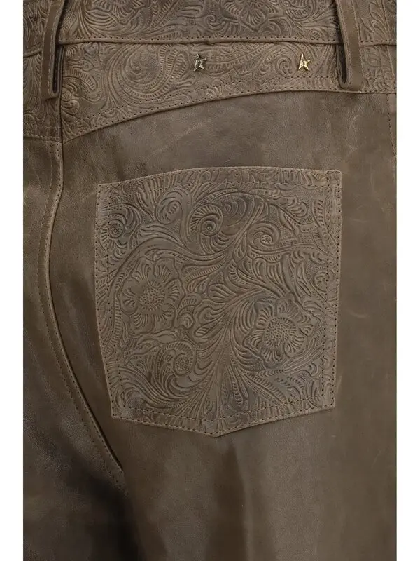 GOLDEN GOOSE Melany Leather Pants With Embroidery