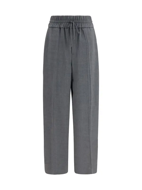 AMI Paris Wool Pants With Elasticated Waist - Gray