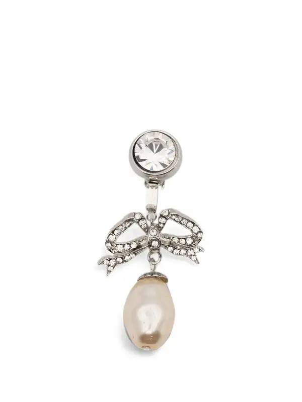 N.21 Glass Pearl And Diamond Earrings - Metallic