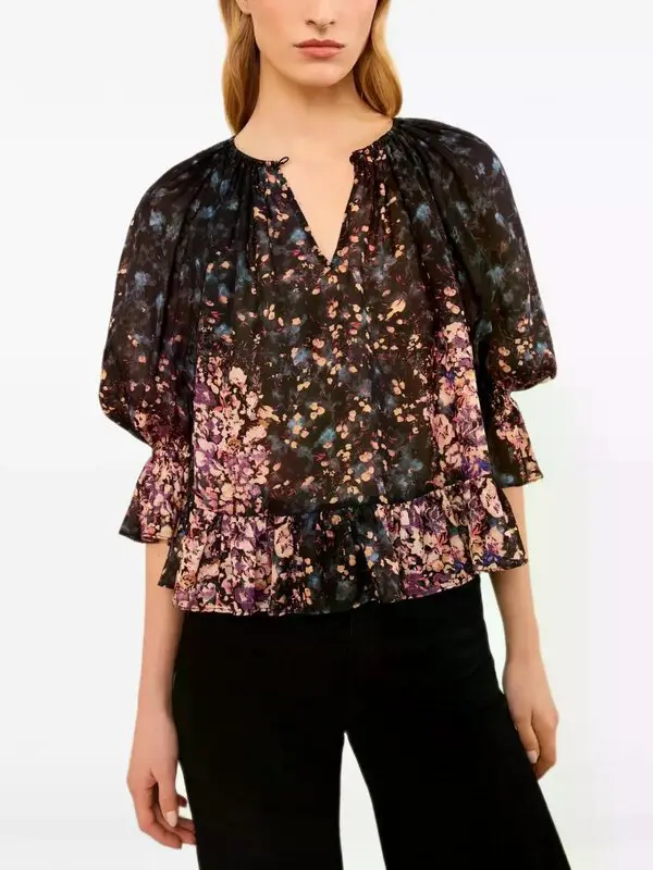 Ulla Johnson Elise Floral-jacquard Ruffled Blouse - Black