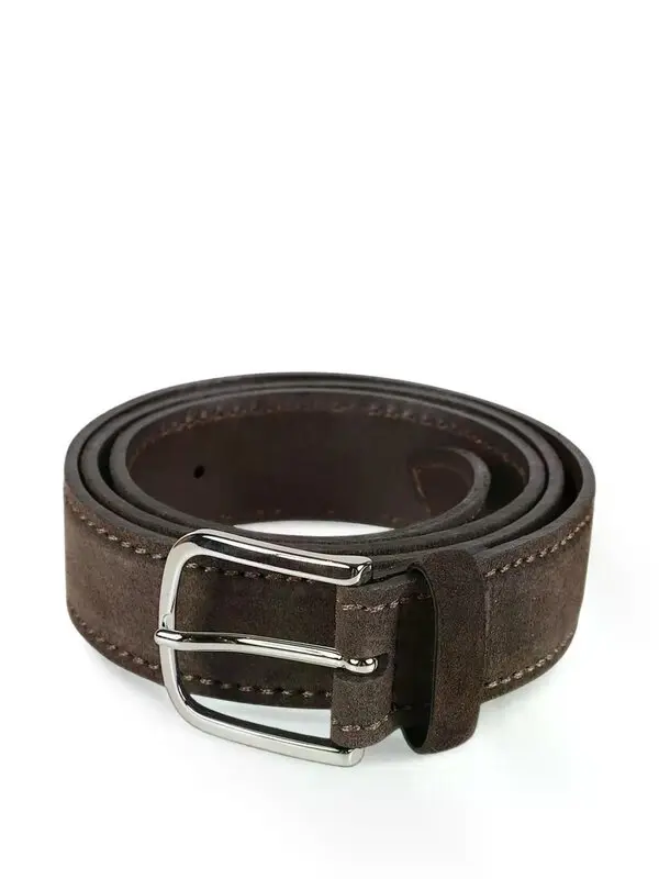 Orciani Suede Topstitched Belt - Brown